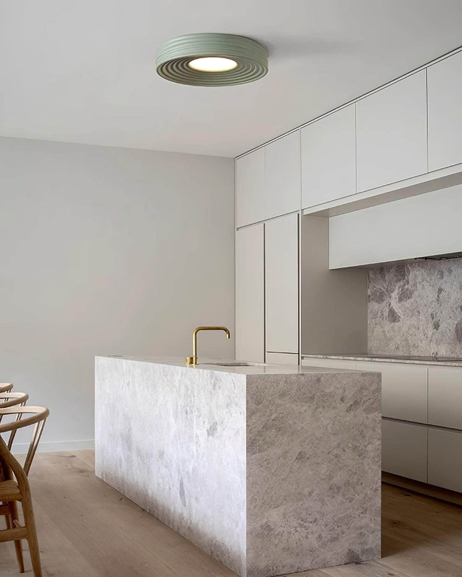 Cream Ribbed Ceiling Light – Elegant LED with Textured Swirl Design ...