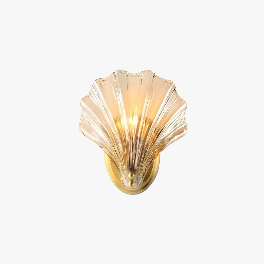 Glass Shell Wall Light - Brass & Amber Coastal Wall Sconce – Vinlighting