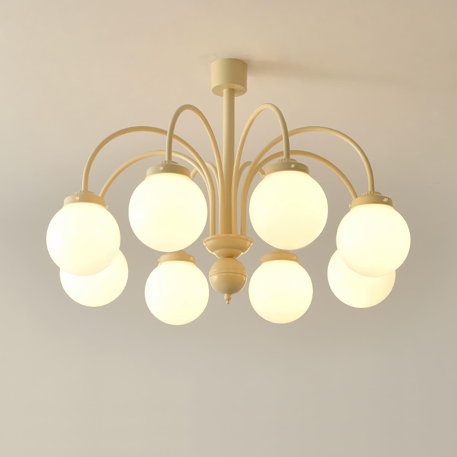 Glass Sphere Cream Chandelier – Modern Spherical Lighting Fixture ...