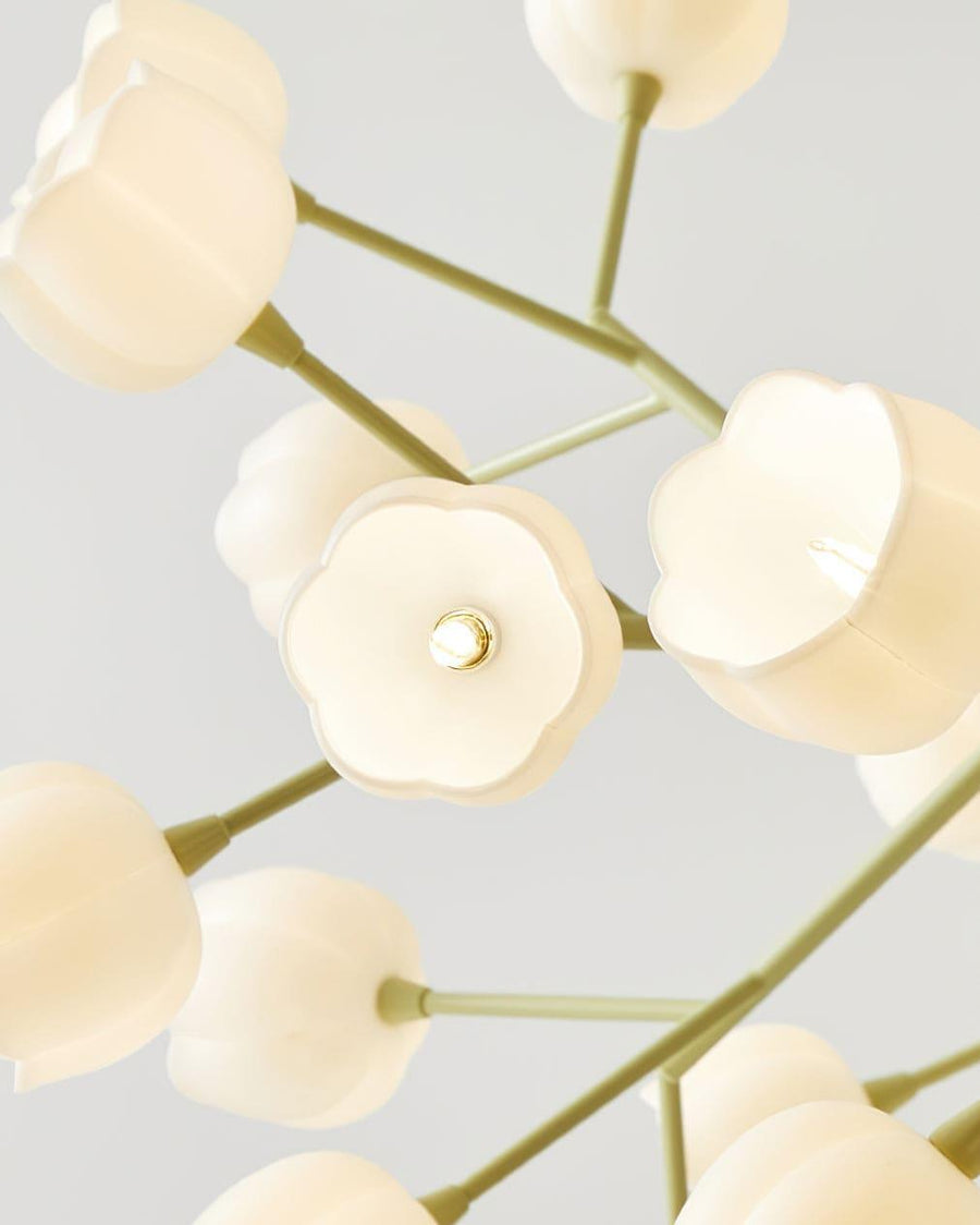 Lily Flower Chandelier | Elegant Green Floral Lighting Fixture ...