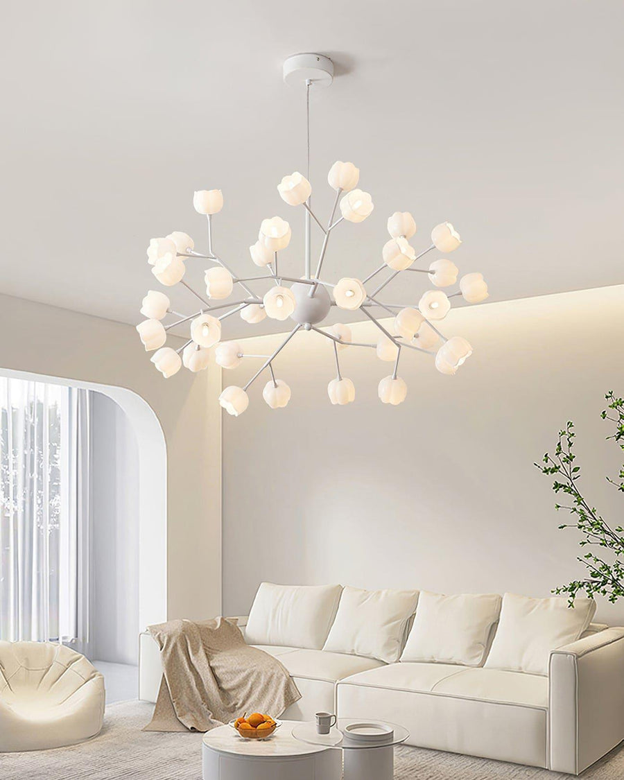 Lily Flower Chandelier | Elegant Green Floral Lighting Fixture ...