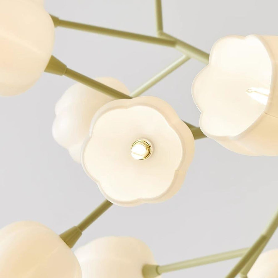 Lily Flower Chandelier | Elegant Green Floral Lighting Fixture ...