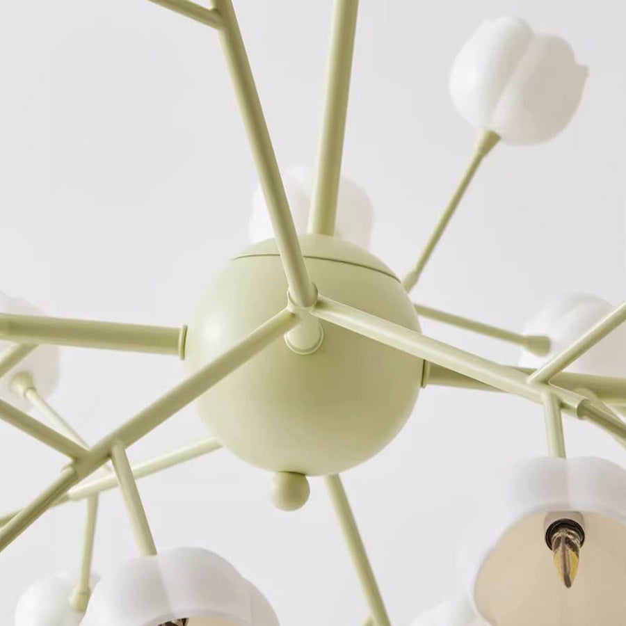 Lily Flower Chandelier | Elegant Green Floral Lighting Fixture ...