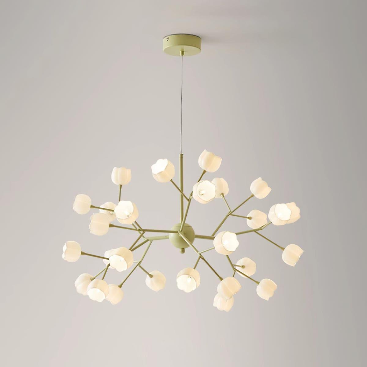 Lily Flower Chandelier | Elegant Green Floral Lighting Fixture ...