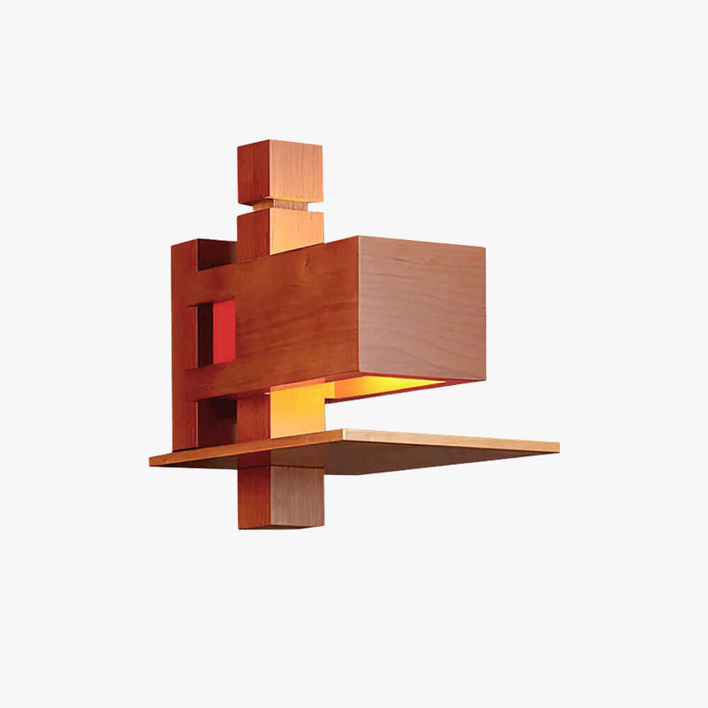 Lunarex Wall Lamp - Retro Creative Paneled Solid Wood Wall Lamp ...