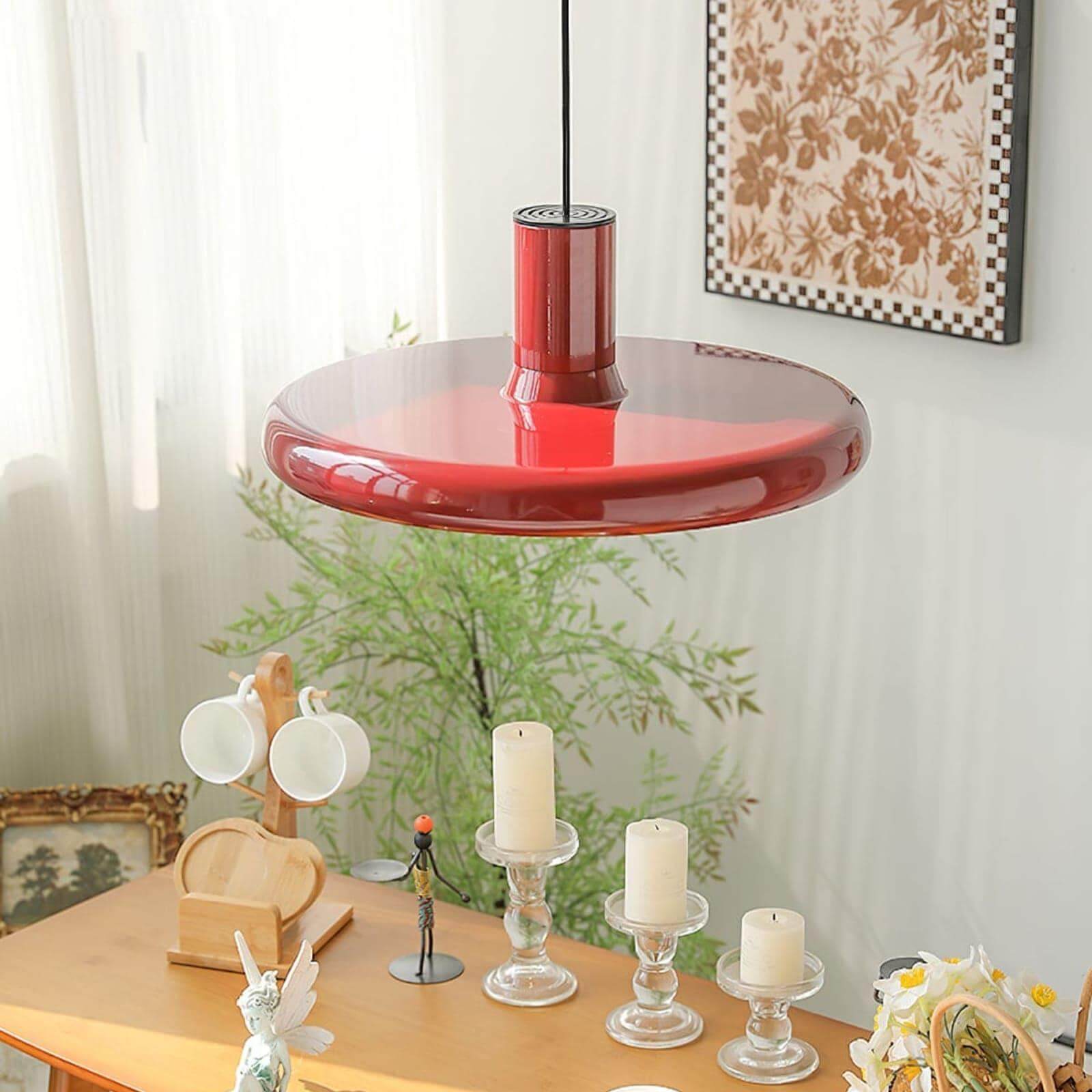 Modern Vintage Red Frisbee Pendant Light - Hanging for Kitchen Island ...