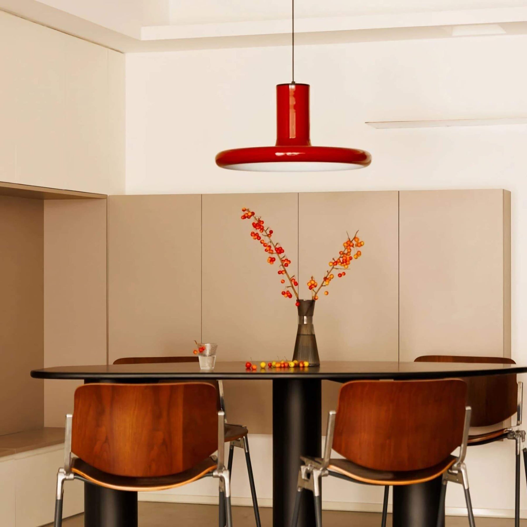 Modern Vintage Red Frisbee Pendant Light - Hanging for Kitchen Island ...