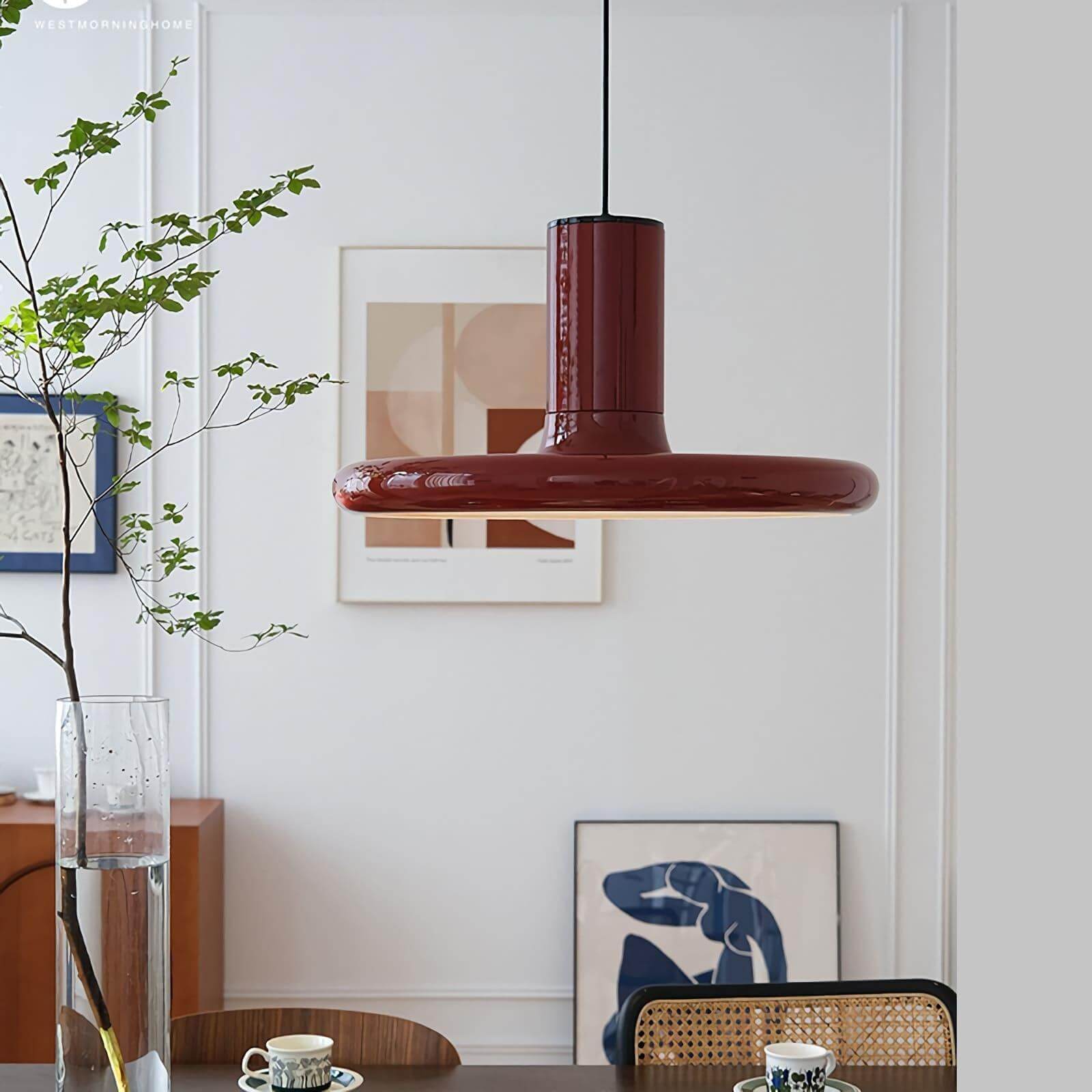 Modern Vintage Red Frisbee Pendant Light - Hanging for Kitchen Island ...