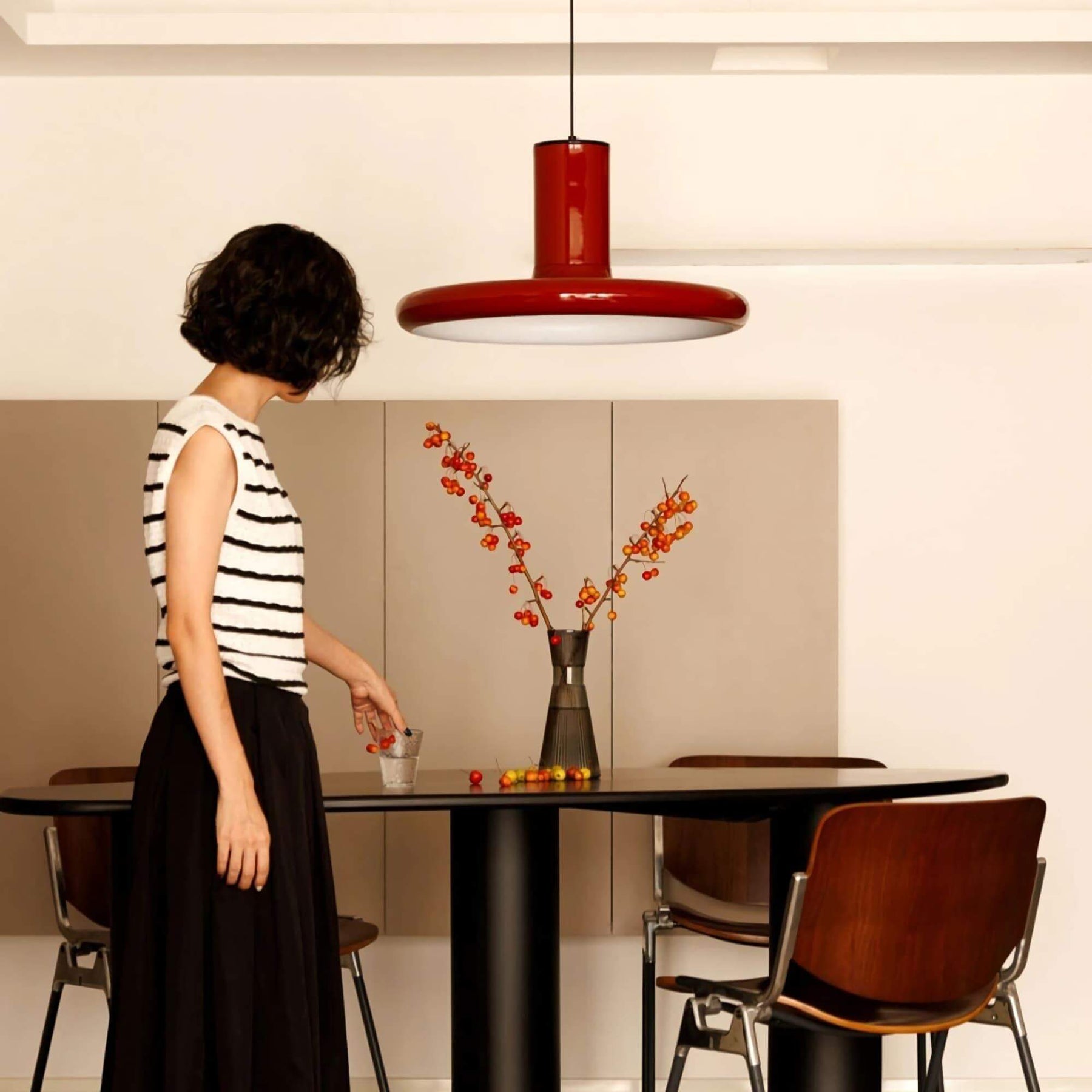 Modern Vintage Red Frisbee Pendant Light - Hanging for Kitchen Island ...