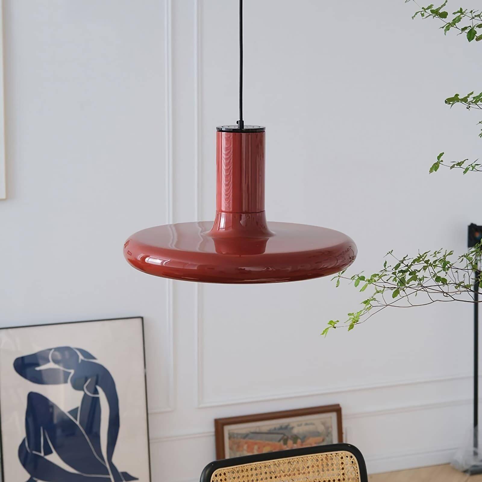 Modern Vintage Red Frisbee Pendant Light - Hanging for Kitchen Island ...