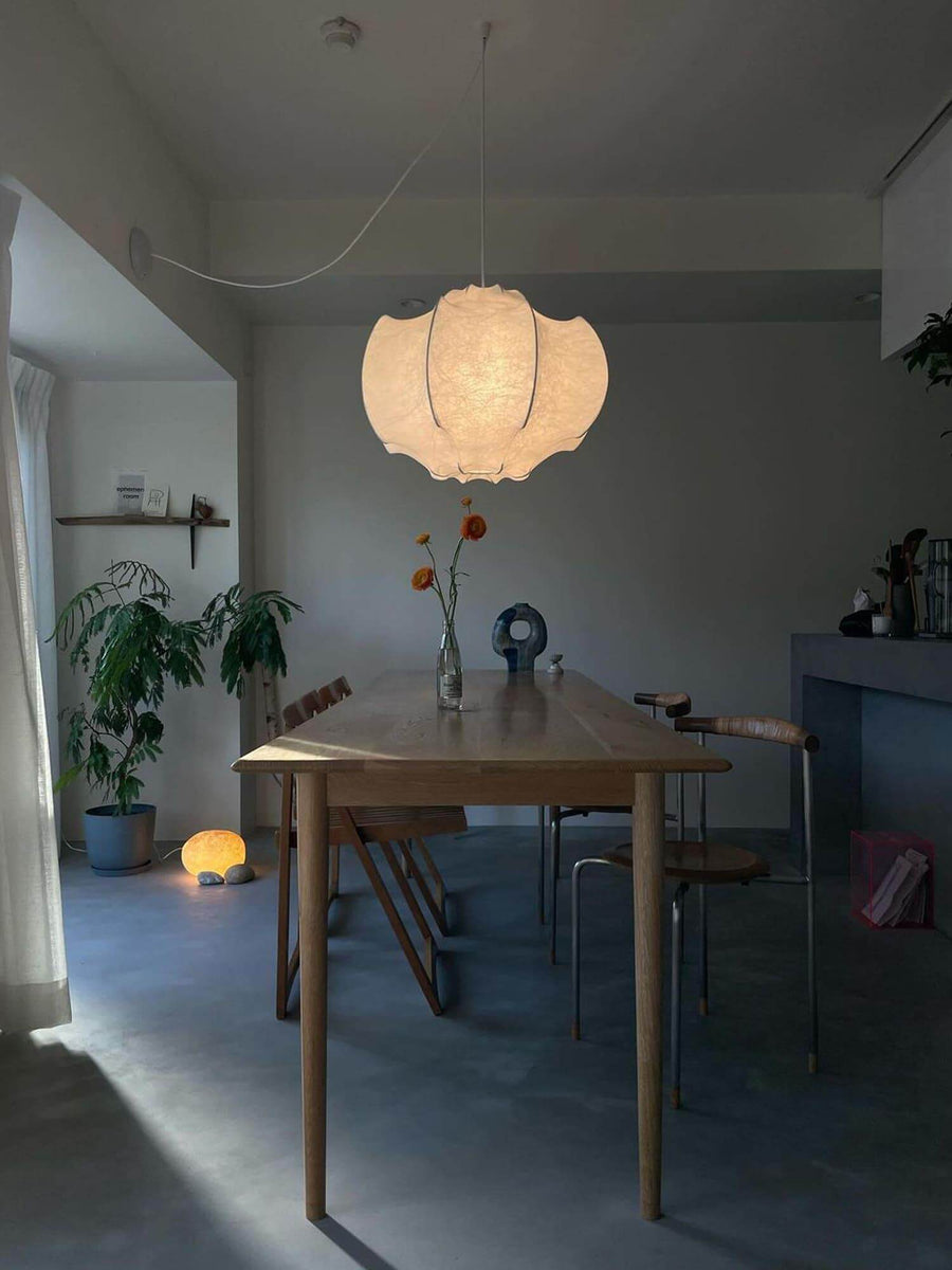 Modern White Silk Viscontea Pendant Light | Dining Room Hanging Lamp ...