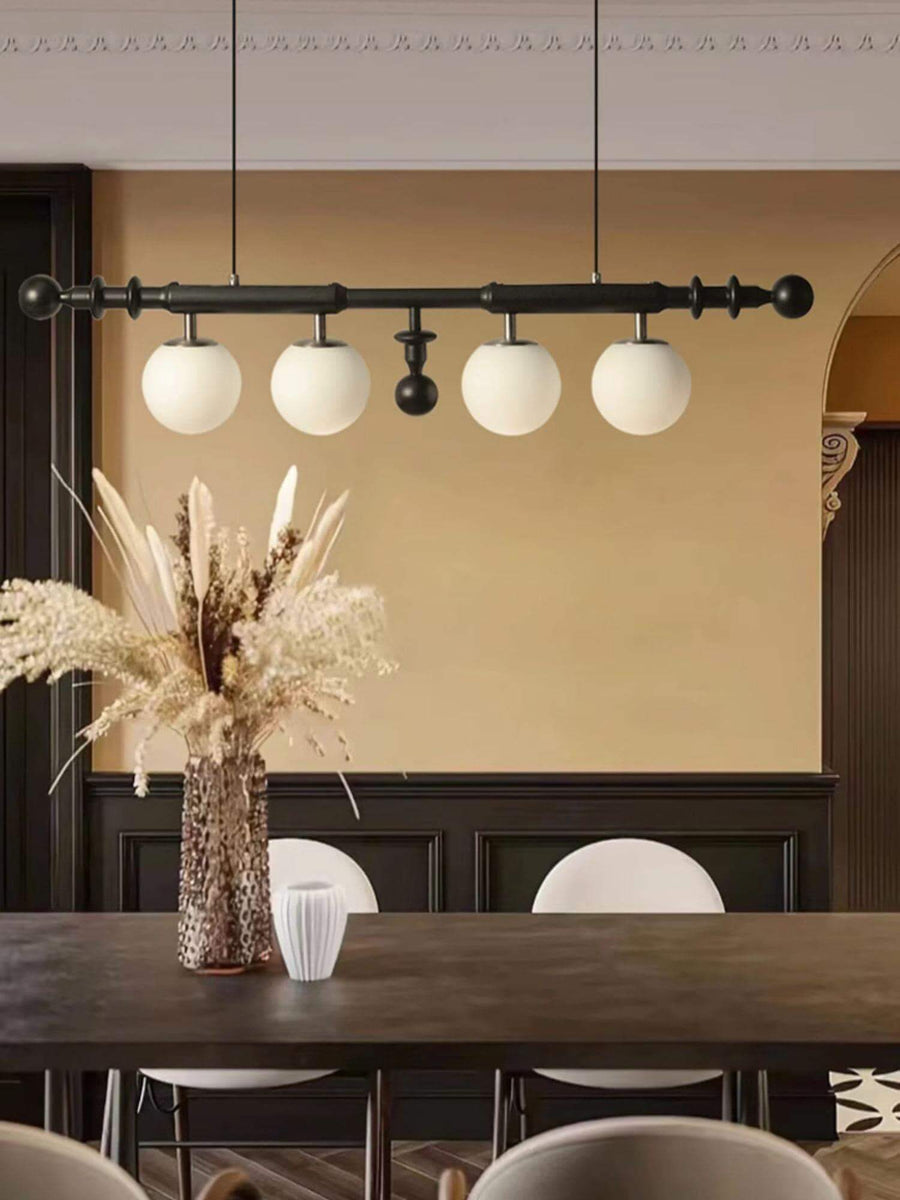 Roman Column Chandelier | Elegant Walnut Wood & Glass Design – Vinlighting