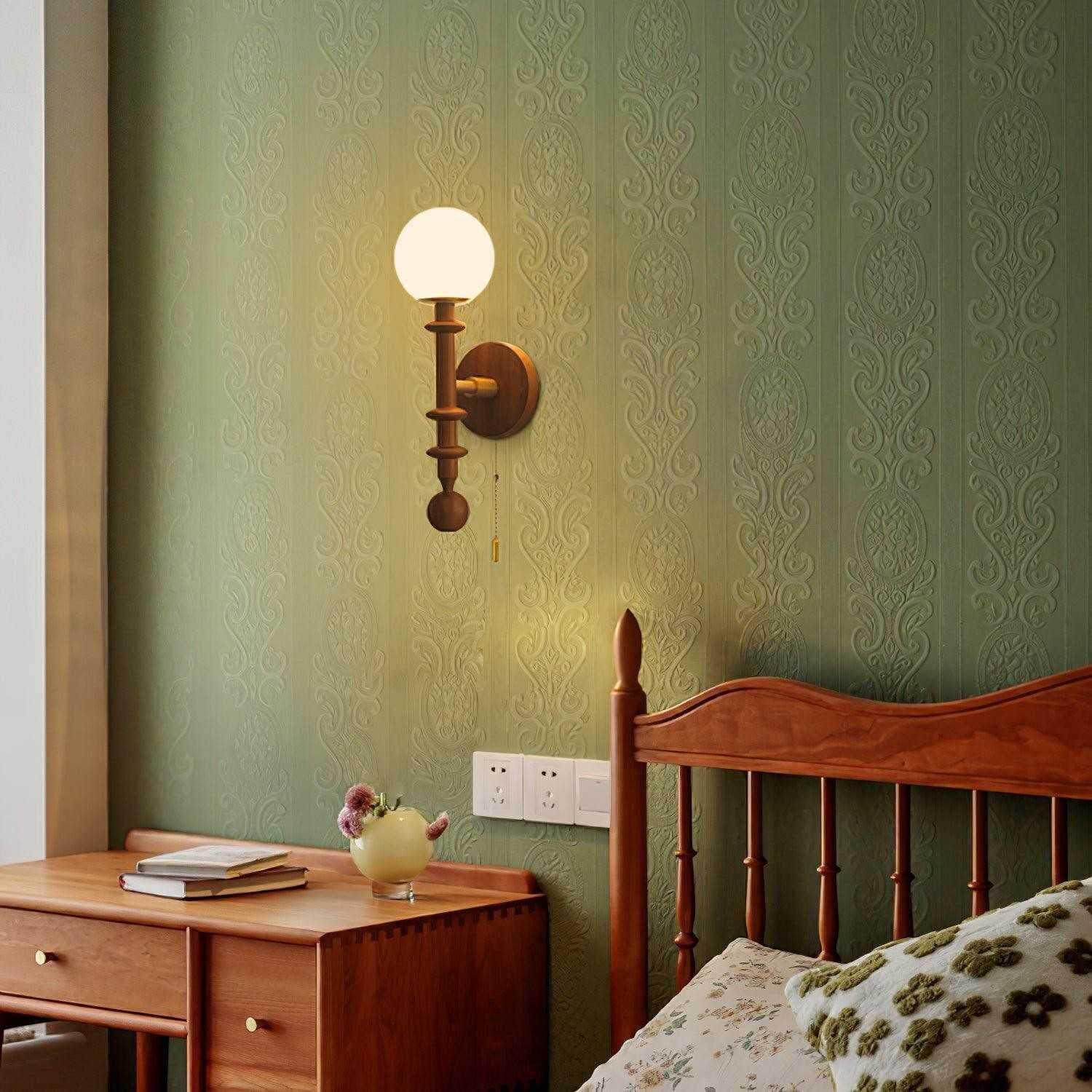 Roman Column Wall Sconce – Walnut & Glass Lamp for Modern Homes ...