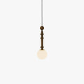 Roman Column Pendant Light – Retro Wood & Blown Glass Fixture – Vinlighting