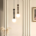 Roman Column Pendant Light – Retro Wood & Blown Glass Fixture – Vinlighting