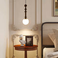 Roman Column Pendant Light – Retro Wood & Blown Glass Fixture – Vinlighting