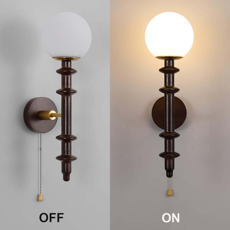 Roman Column Wall Sconce – Walnut & Glass Lamp for Modern Homes ...