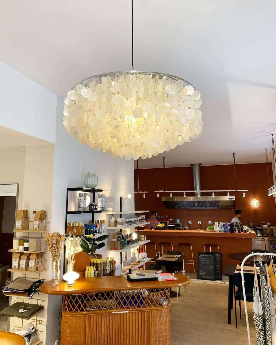 Sea-shell FUN DM Suspension Lamp | Chrome & Shell Disc Lighting ...