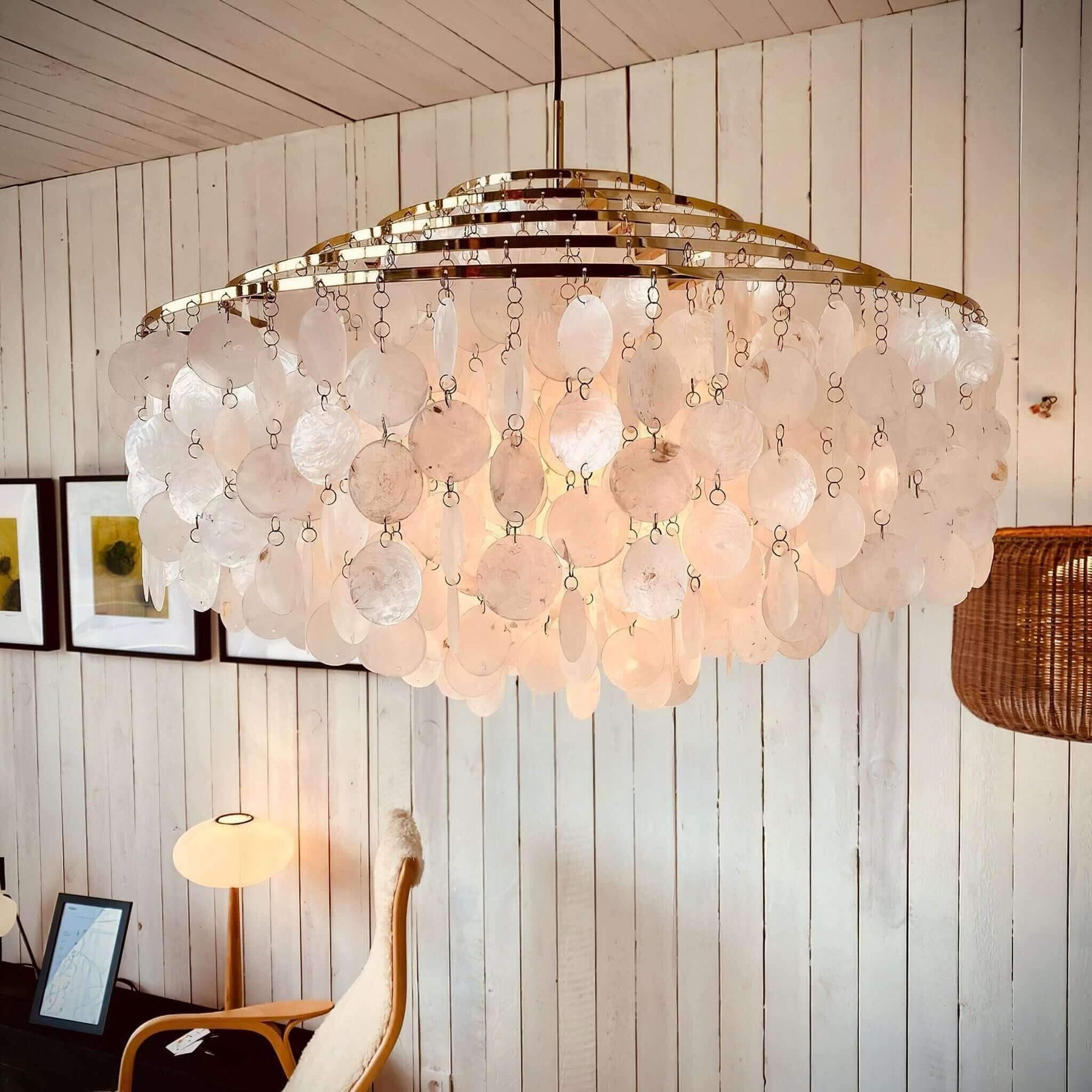Sea-shell FUN DM Suspension Lamp | Chrome & Shell Disc Lighting ...