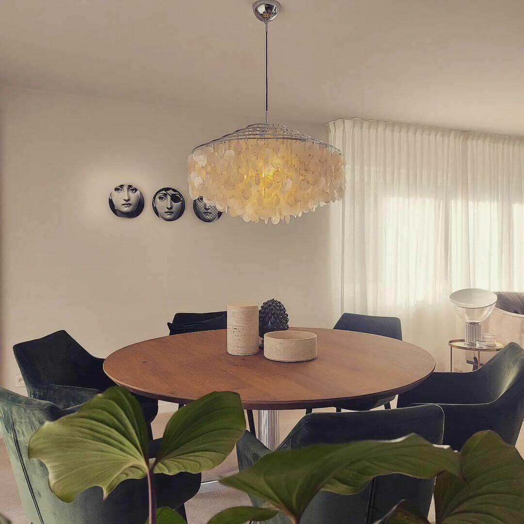 Sea-shell FUN DM Suspension Lamp | Chrome & Shell Disc Lighting ...