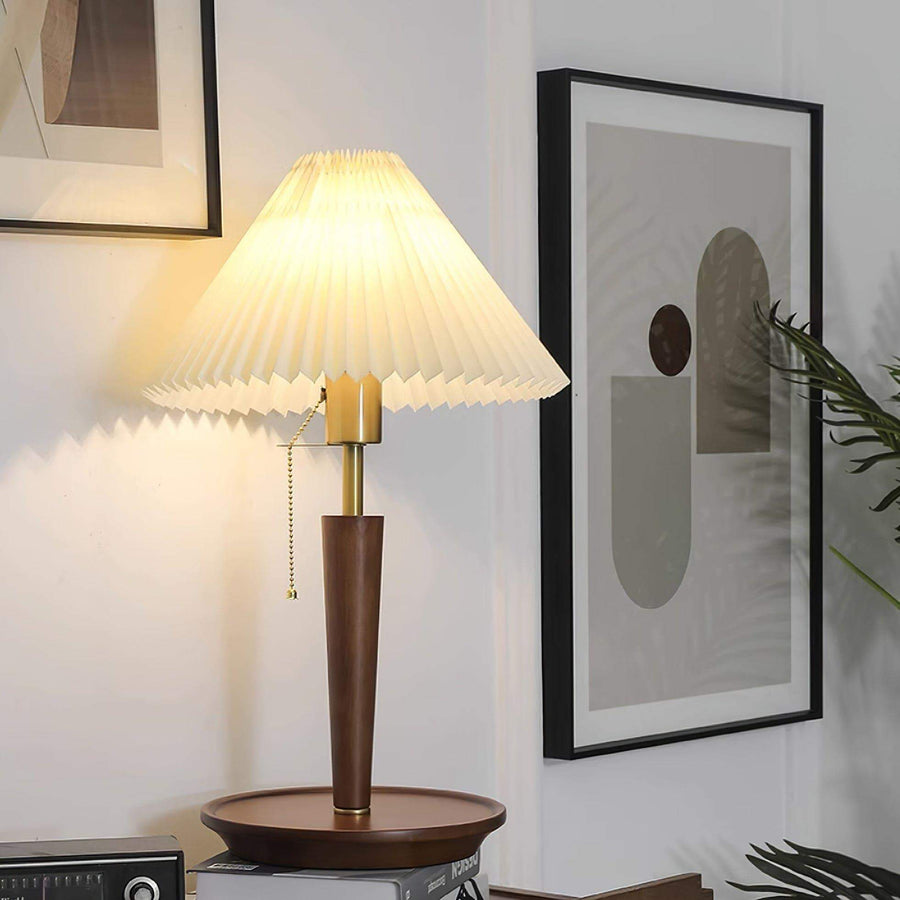 Suki Pleated Table Lamp – Mid Century Wood Accent Light – Vinlighting