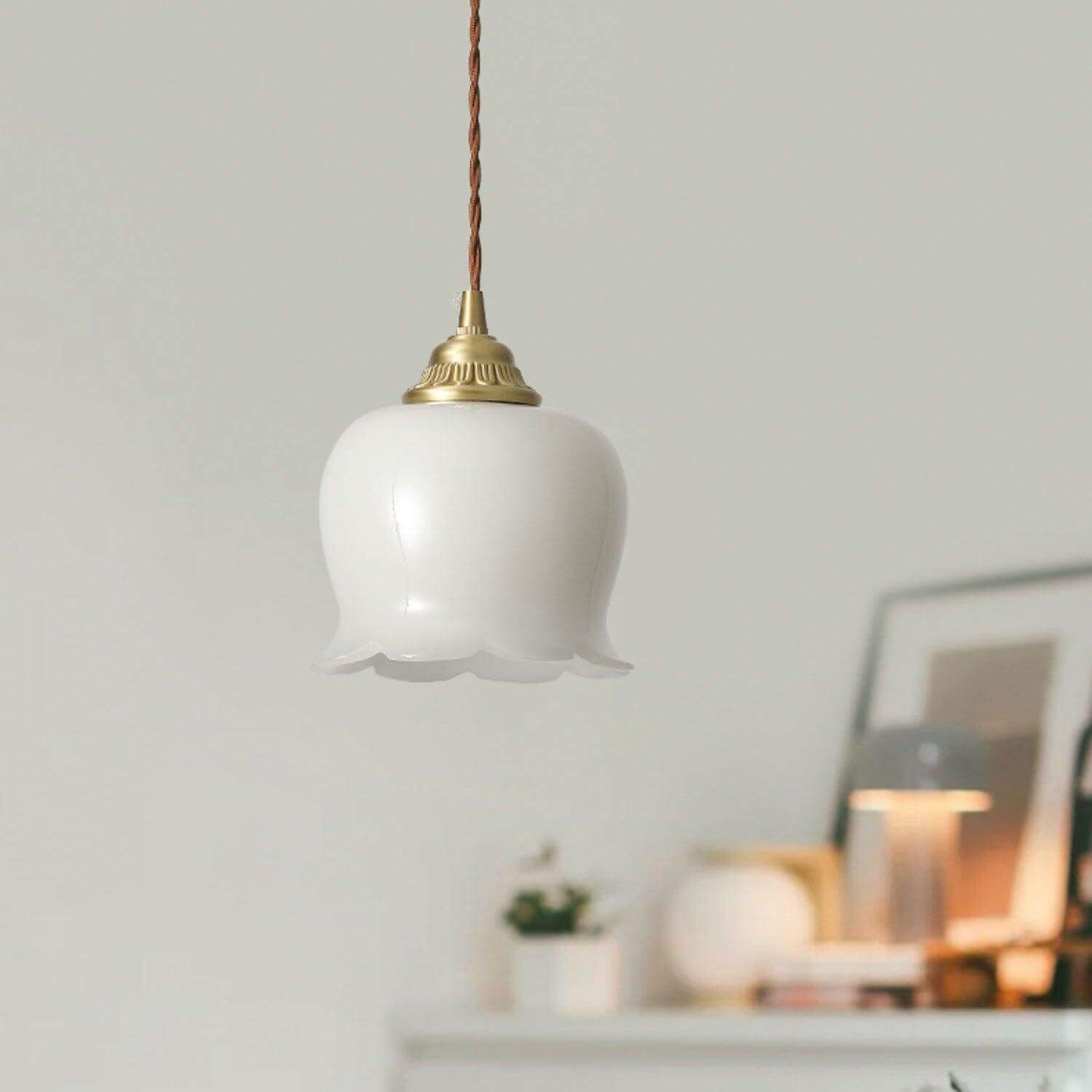 Vintage Mini Resin Pendant Light - Brass Hanging Flower for Bathroom ...