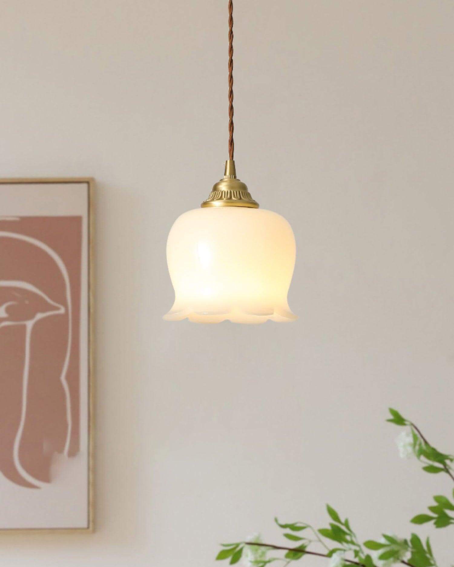 Vintage Mini Resin Pendant Light - Brass Hanging Flower for Bathroom ...