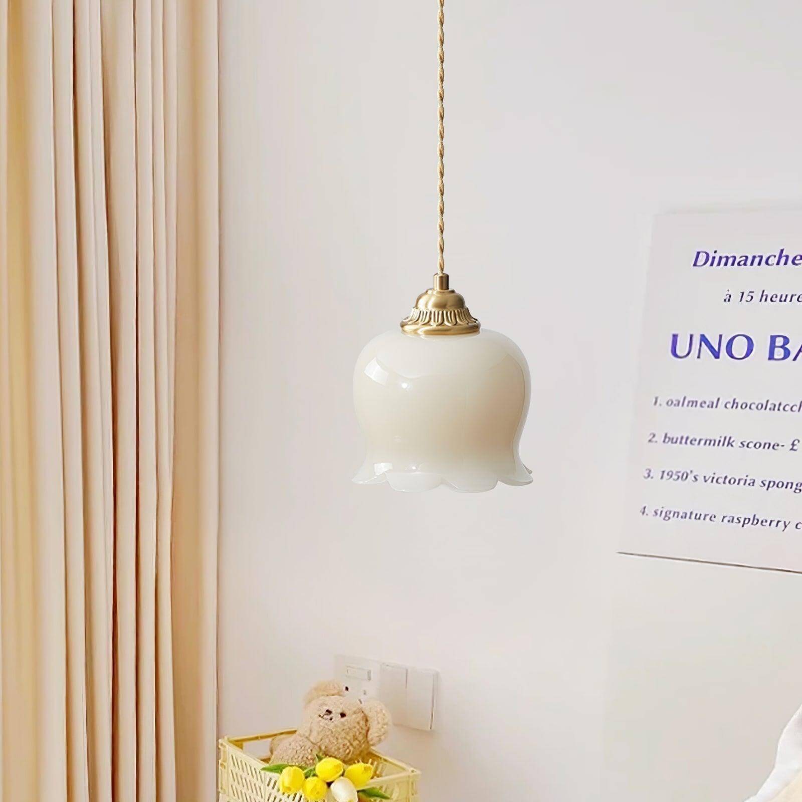 Vintage Mini Resin Pendant Light - Brass Hanging Flower for Bathroom ...