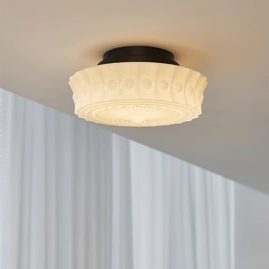 Vintage Round Ceiling Light – Glass Art Deco Bedroom – Vinlighting