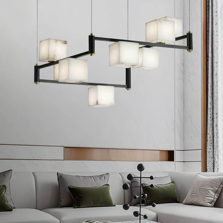 Modern Alabaster Chandelier | Linear Square Box Design – Vinlighting